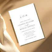 Script Ampersand Monogram White Wedding Invitation | Zazzle