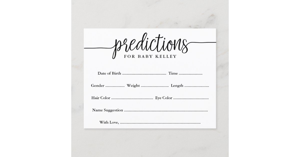 Script Baby Choose Your Color Prediction Card | Zazzle