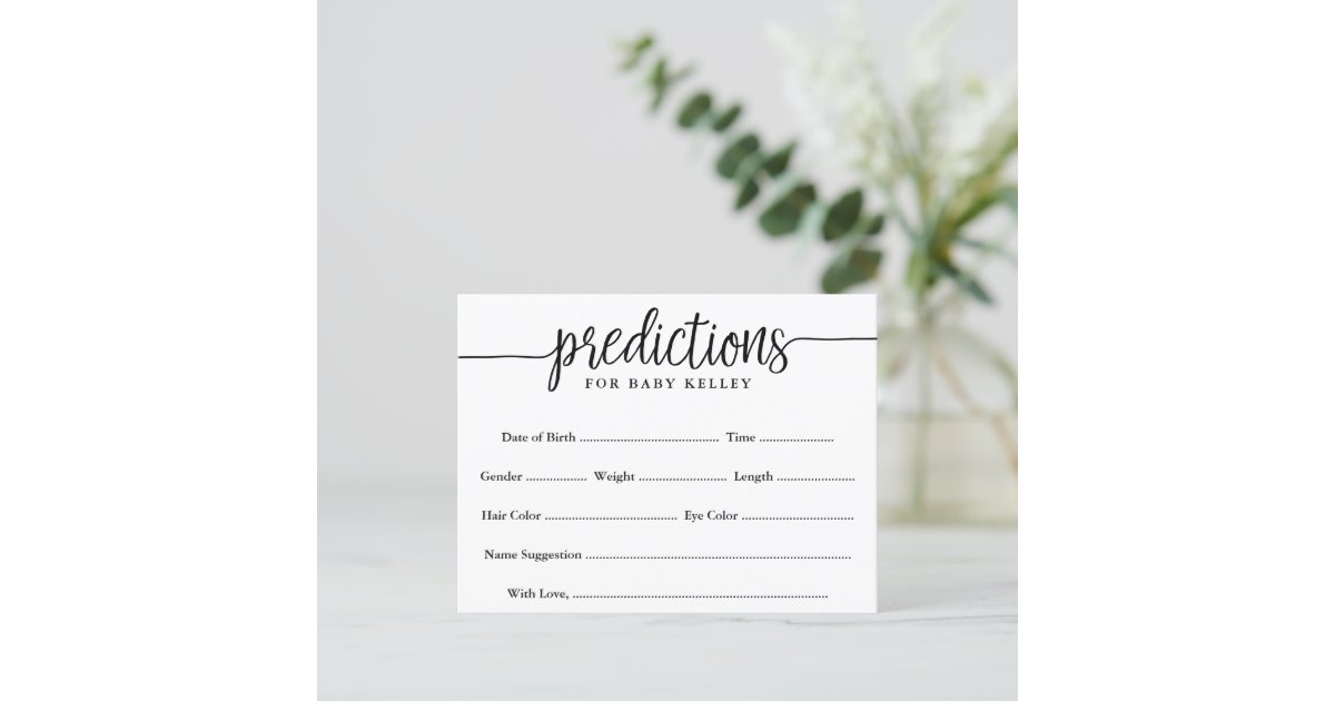 Script Baby Choose Your Color Prediction Card | Zazzle