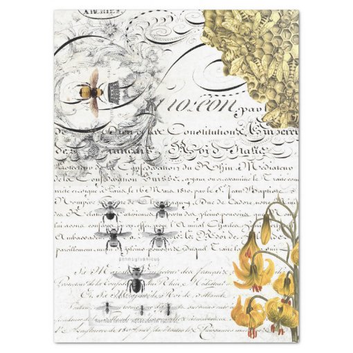 Script Bee Decoupage Tissue Paper | Zazzle