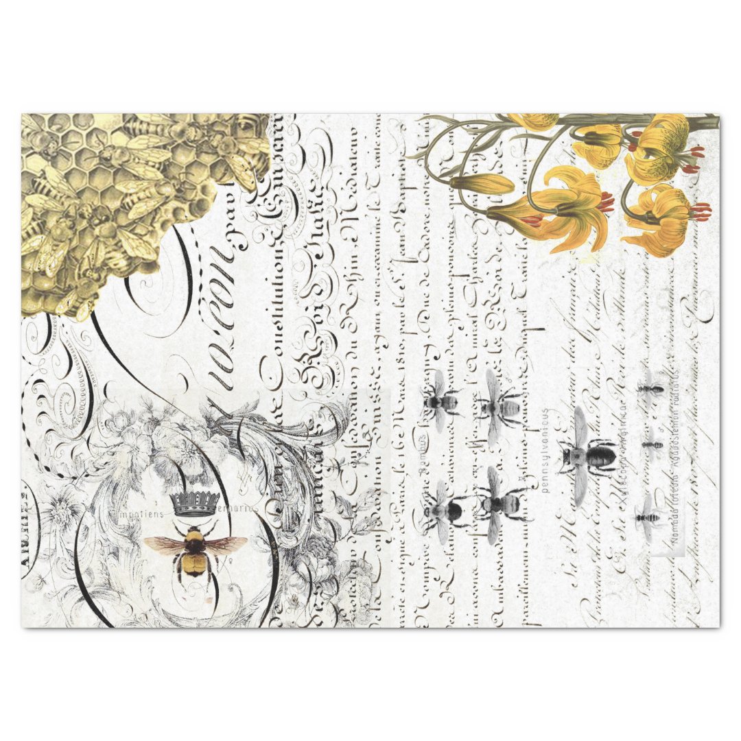 Script Bee Decoupage Tissue Paper | Zazzle