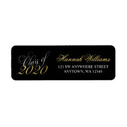 Script Black Faux Gold 2020 Graduation Label | Zazzle