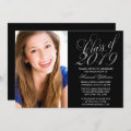 Script Black Silver Photo Graduation Announcement | Zazzle