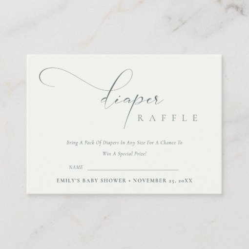 Script Black White Diaper Raffle Baby Shower Enclosure Card | Zazzle