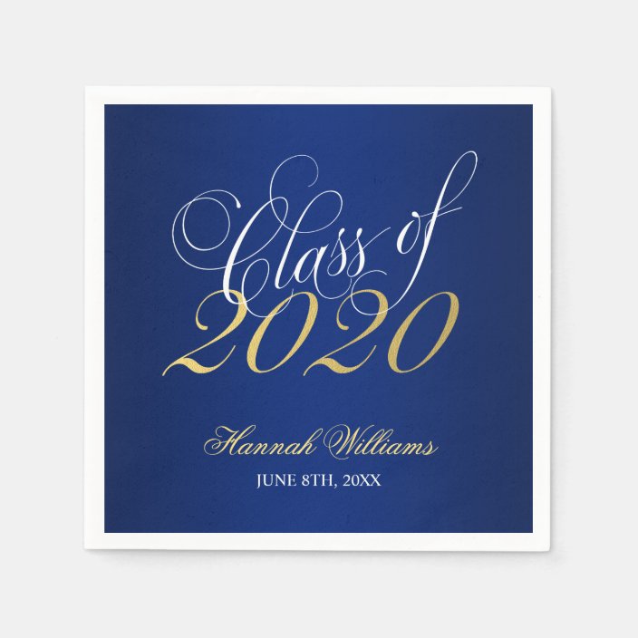 Script Blue Gold Class of 2020 Graduation Napkins | Zazzle.com