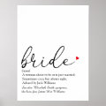 Script Bride Definition Bridal Shower Sign | Zazzle