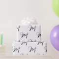 Script Calligraphy Black & White Monogrammed Name Wrapping Paper | Zazzle