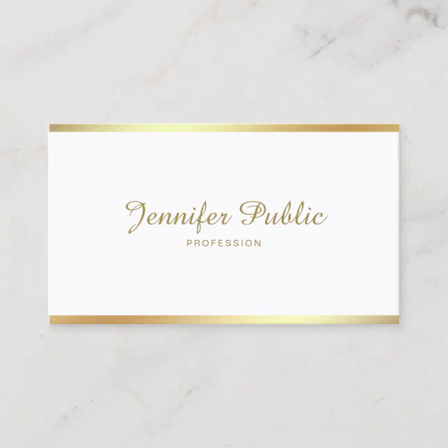 Script Calligraphy Handwritten Gold Modern Sleek Business Card | Zazzle