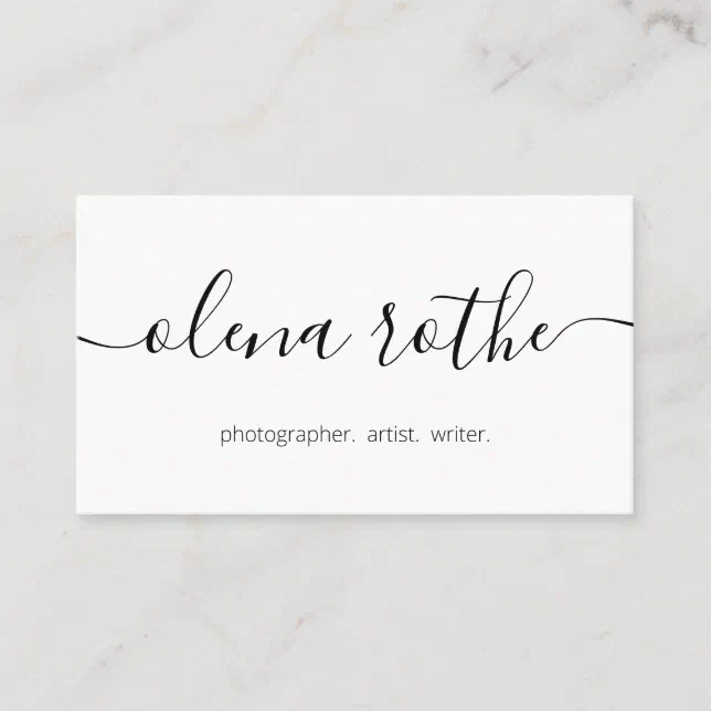Script Calligraphy, White Modern Professional Bus Business Card | Zazzle