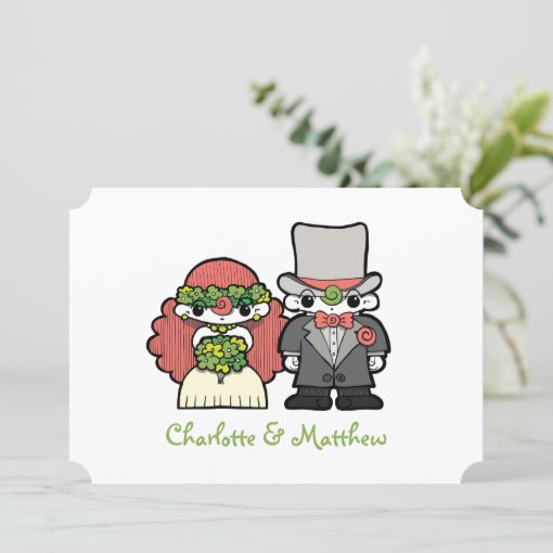 Script Cartoon Characters Whimsical Wedding Invitation | Zazzle