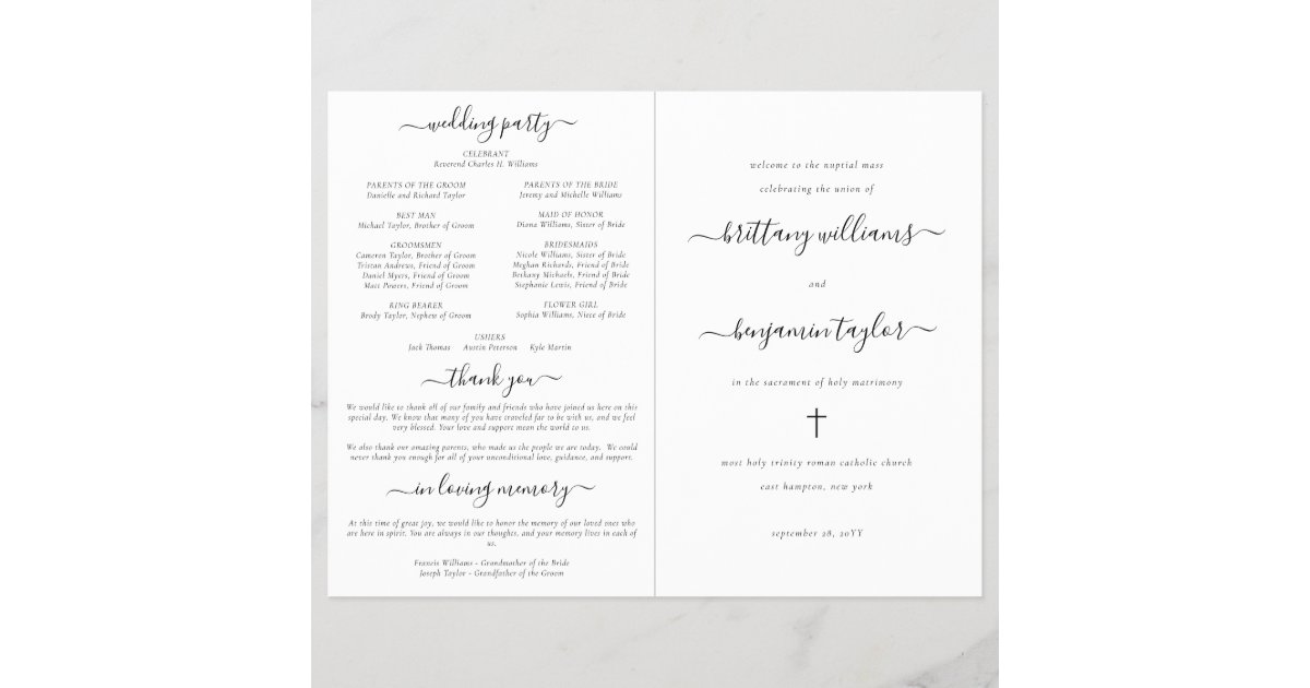Script Catholic Wedding Ceremony with Mass Program | Zazzle