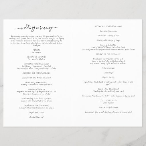 Script Catholic Wedding Ceremony with Mass Program | Zazzle
