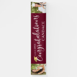Script CONGRATULATIONS Photo Graduation Maroon Banner | Zazzle