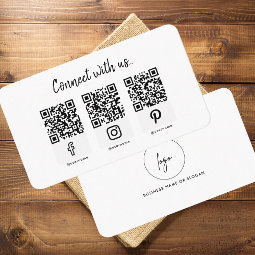 Script connect with us Social media logo QR code Business Card | Zazzle