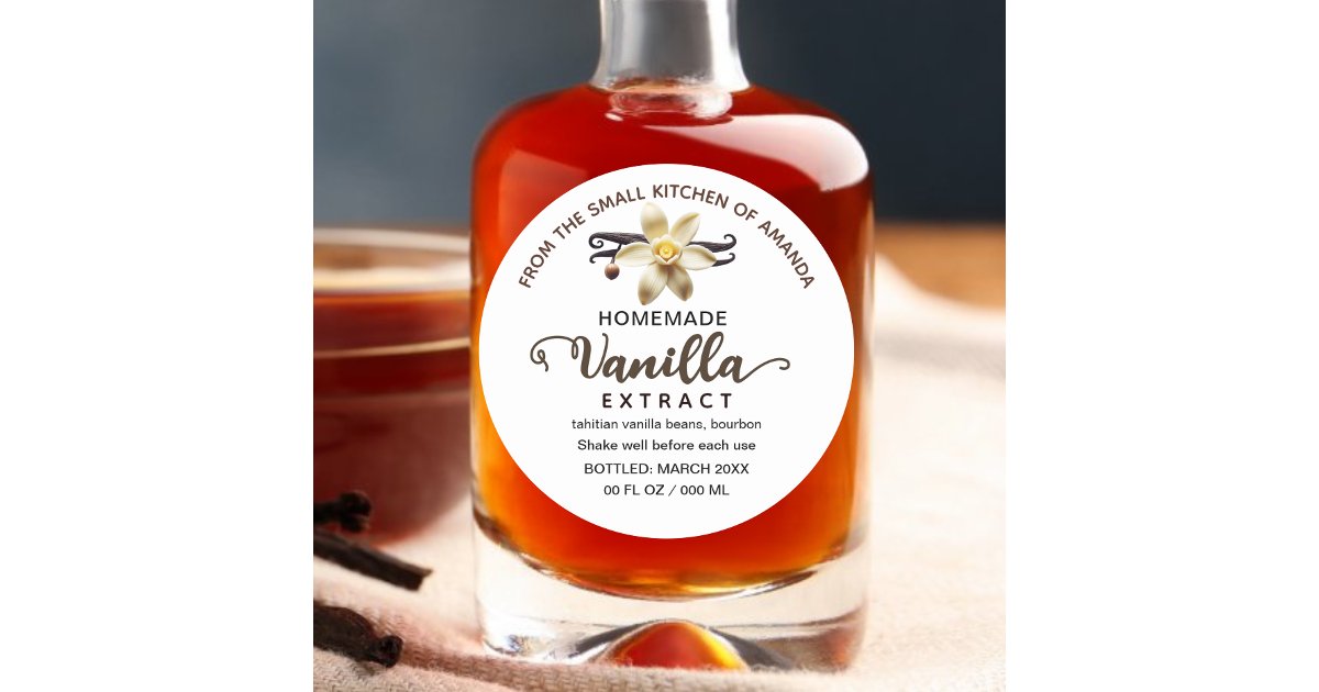 Script Custom Homemade Vanilla Extract Label | Zazzle