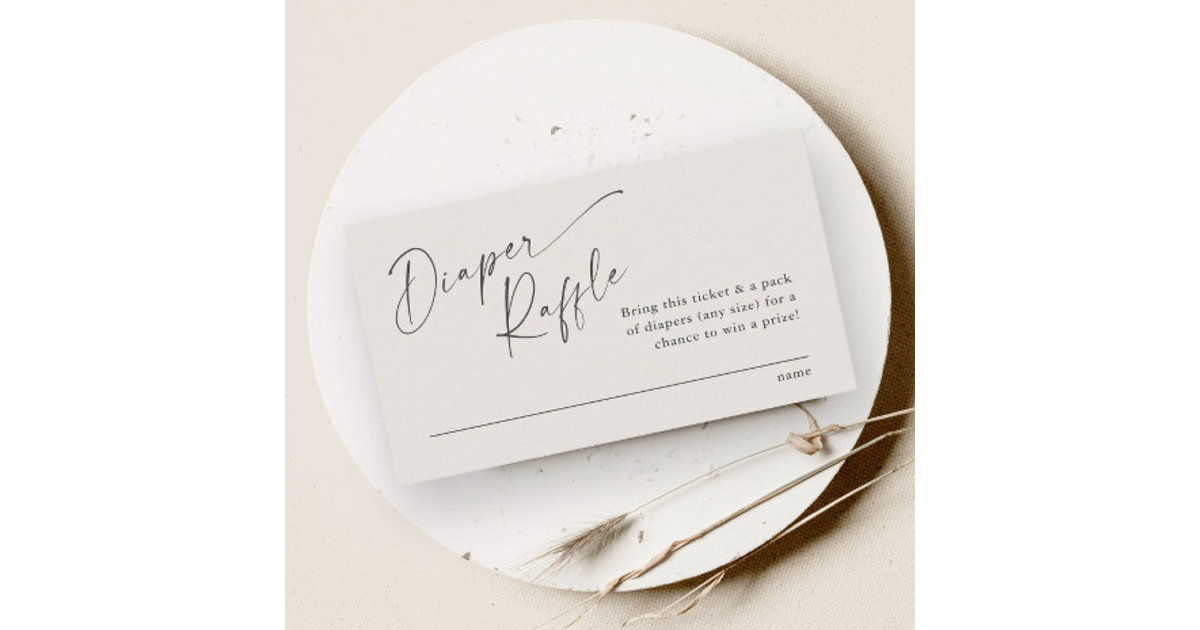 Script Diaper Raffle Neutral Baby Shower Enclosure Card | Zazzle