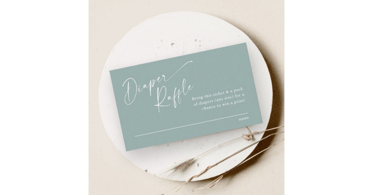 Script Diaper Raffle Neutral Baby Shower Enclosure Card | Zazzle