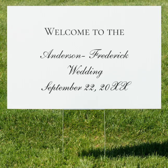 Script Elegant Black White Welcome Wedding Sign | Zazzle