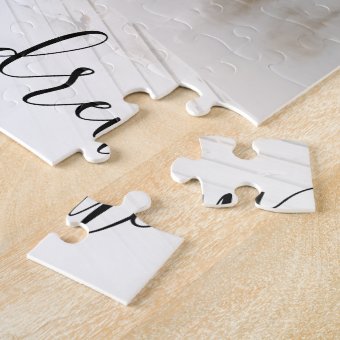 Script elegant photo typography wedding keepsake jigsaw puzzle | Zazzle