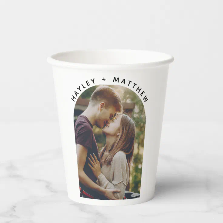 Script Engagement Photo Better Together Custom Paper Cups | Zazzle