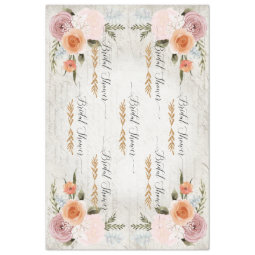 Script Ephemera Watercolor Floral Bridal Shower Tissue Paper | Zazzle