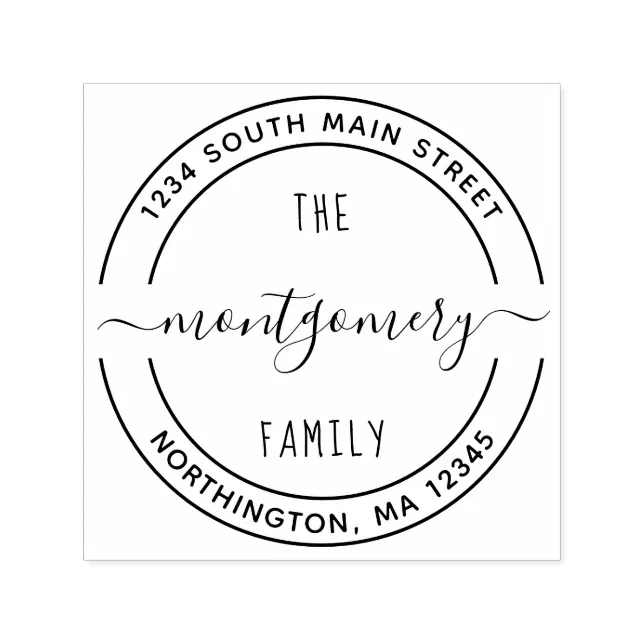 Script Family Name 10 Round Custom Return Address Self-inking Stamp ...
