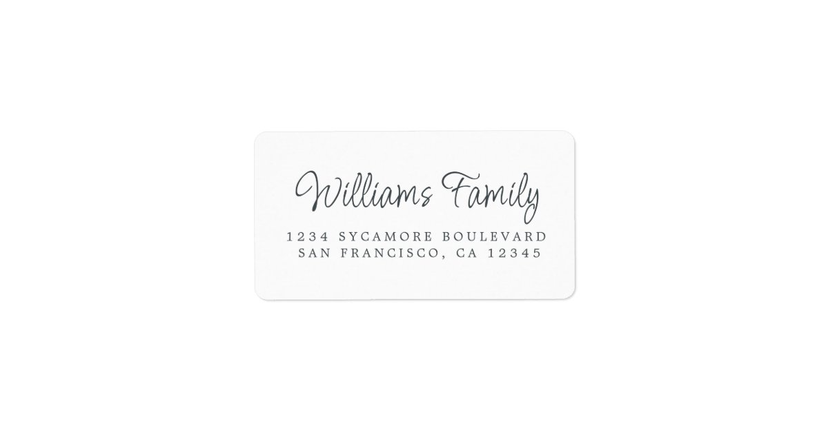 Script Family Name Black White Return Address Label | Zazzle