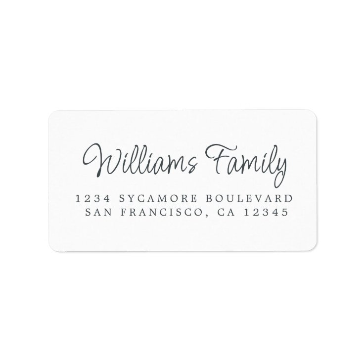 Script Family Name Black White Return Address Label | Zazzle