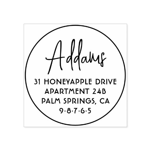 Script Family Name Simple Personalized Address Rubber Stamp | Zazzle