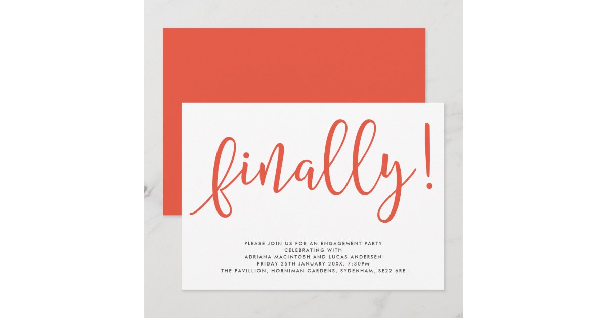 Script Finally Editable Color Engagement Party Inv Invitation | Zazzle