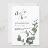 Script Font Watercolor Greenery Branch Wedding Invitation | Zazzle