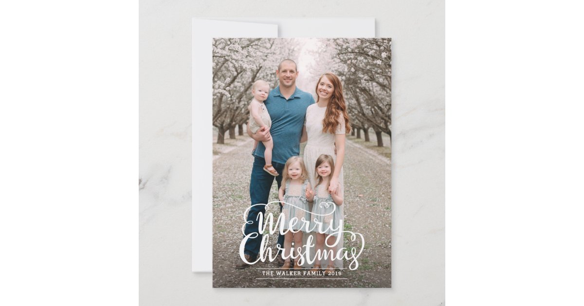 Script Full Photo Christmas Card | Zazzle
