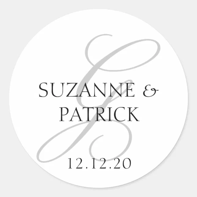 Script G Monogram Labels (Silver / Black) | Zazzle