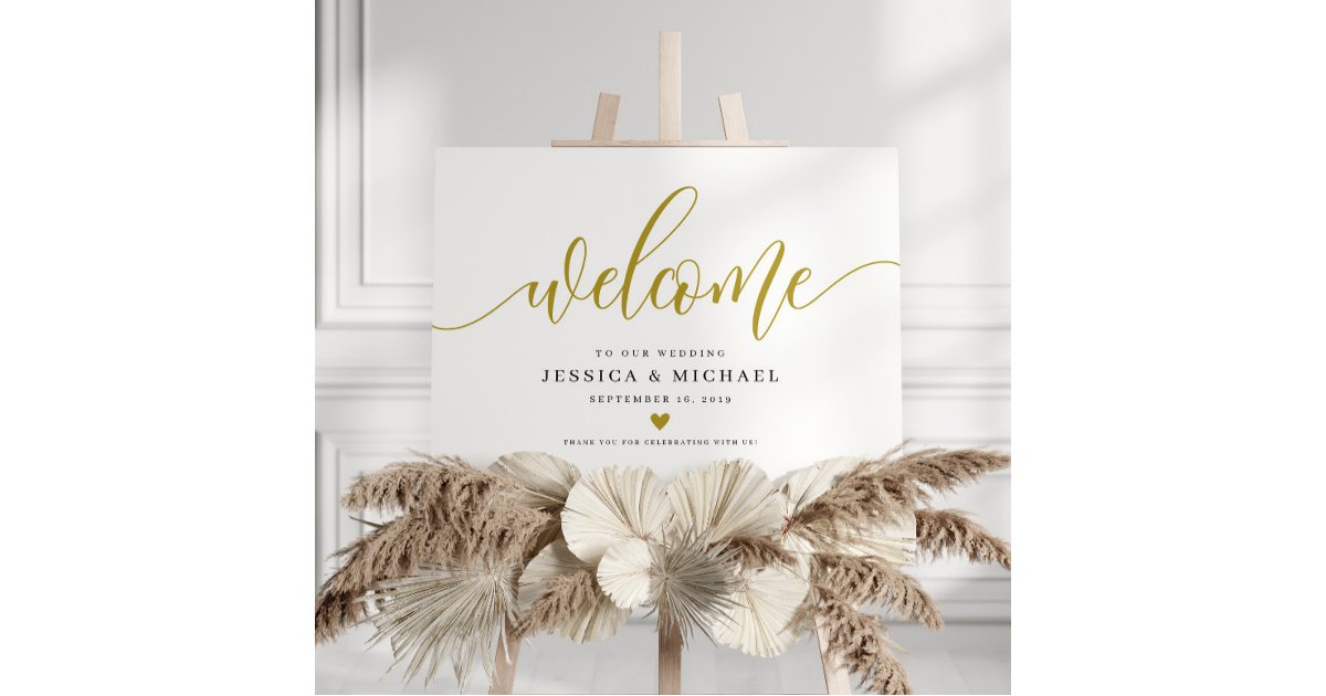 Script Gold Welcome Sign Foam Board | Zazzle