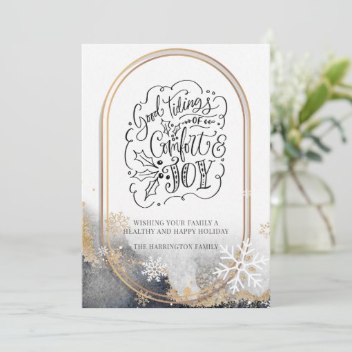 Script Good Tidings Of Comfort And Joy Christmas Holiday Card | Zazzle