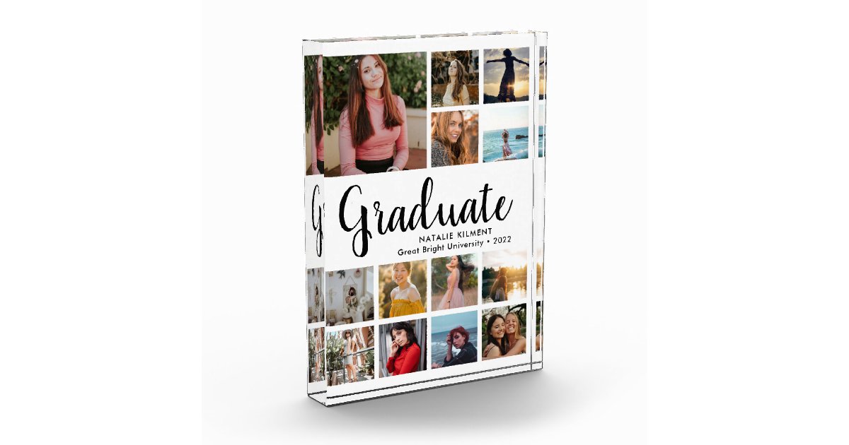 Script Graduate Collage Graduation Photo Block | Zazzle