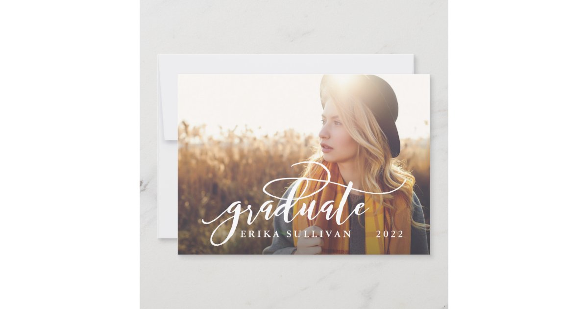 Script Graduation 2-sided Photo Party Invitation | Zazzle