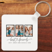 Script heart cute modern multi photo best friends keychain | Zazzle
