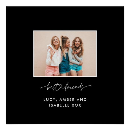 Script heart cute modern photo best friends poster | Zazzle