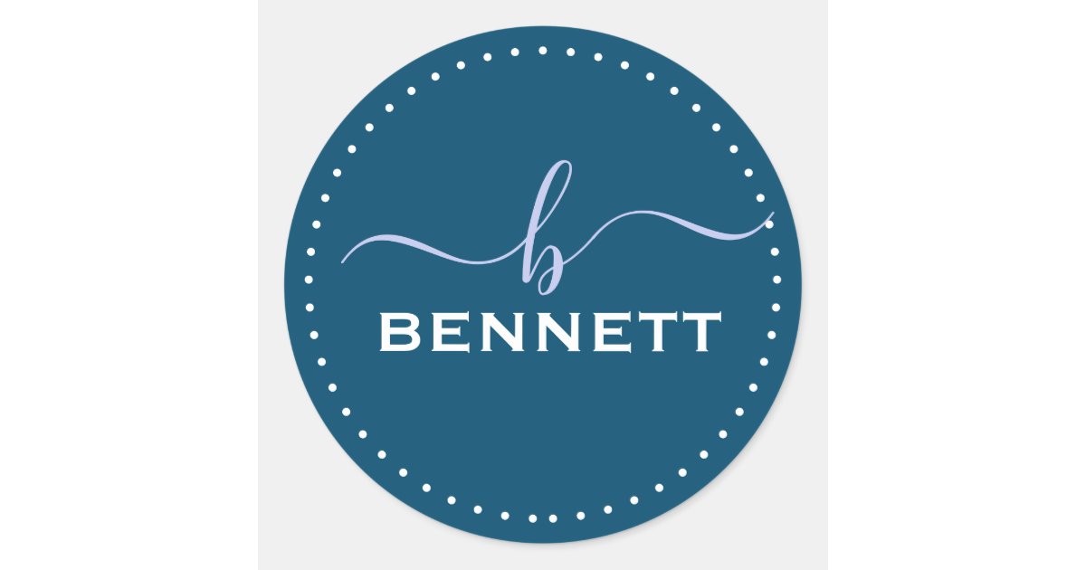 Script Initial, Full Last name Personalized Classic Round Sticker | Zazzle