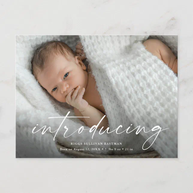 Script Introducing Baby Photo Thank You Card | Zazzle Script Introducing Baby Photo Thank You Card | Zazzle
