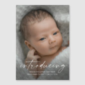 Script Introducing Baby Photo Thank You Magnetic Invitation | Zazzle
