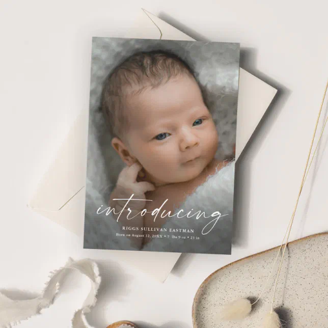 Script Introducing Baby Photo Thank You Magnetic Invitation | Zazzle