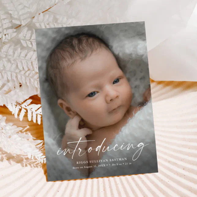Script Introducing Baby Photo Thank You Postcard | Zazzle