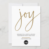 Script JOY - Gold White - Business Logo Holiday Card | Zazzle