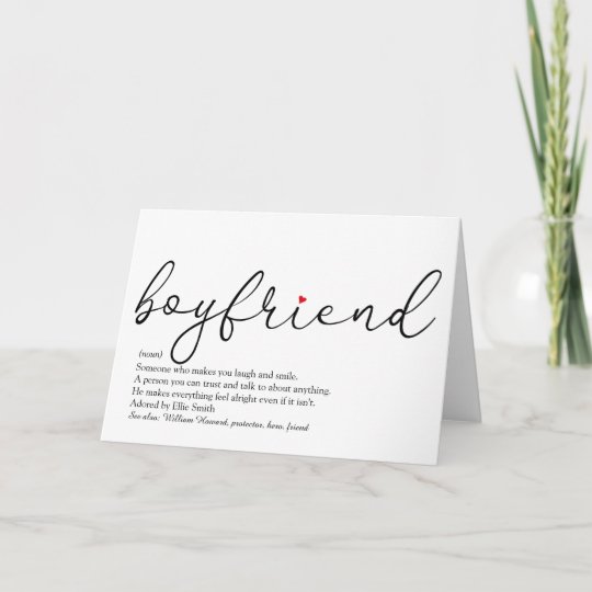 Script Love Heart Boyfriend Definition Card | Zazzle.com