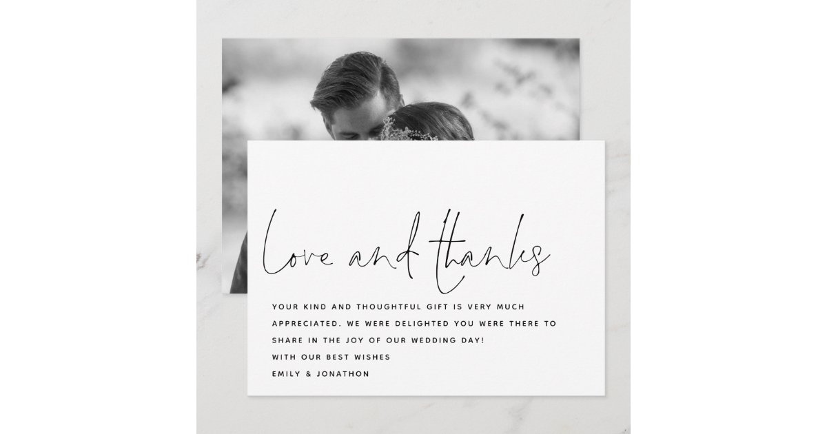 Script Love Thanks Photo Wedding Thank You | Zazzle