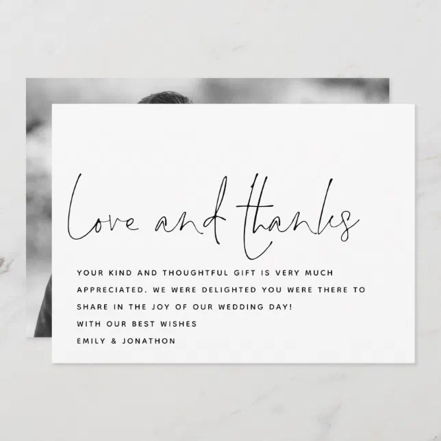 Script Love Thanks Photo Wedding Thank You | Zazzle