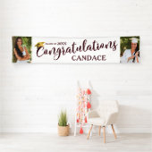 Script Maroon CONGRATULATIONS Photo Graduation Banner | Zazzle