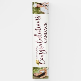 Script Maroon CONGRATULATIONS Photo Graduation Banner | Zazzle